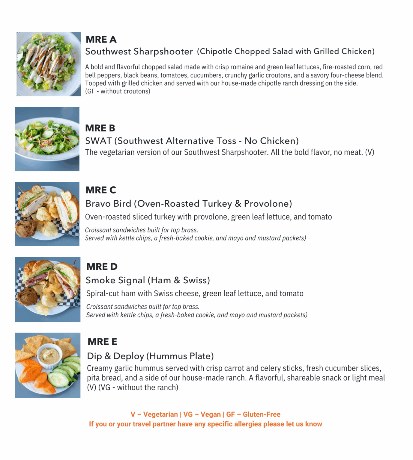 Lunch Menu | Gunship Helicopters Food & Fuel Station